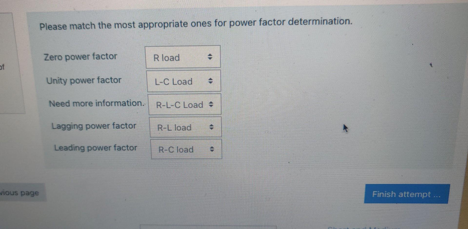 Solved Please match the most appropriate ones for power | Chegg.com