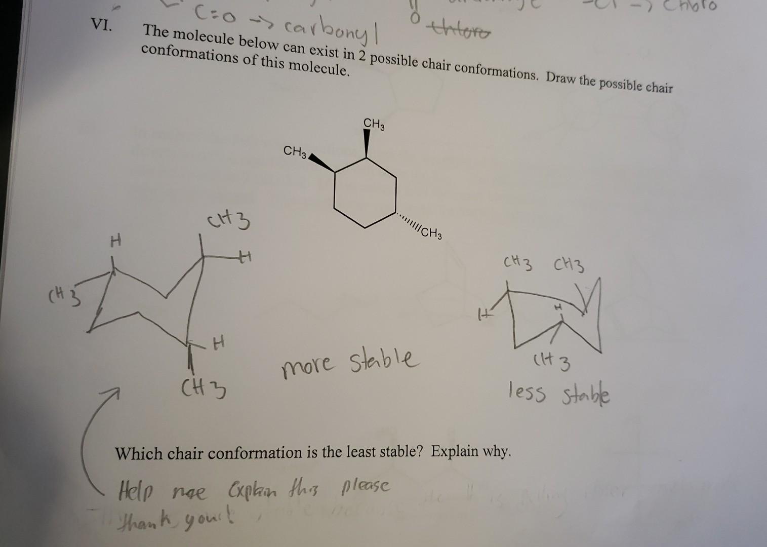 Solved I. The molecule below can exist in 2 possible chair | Chegg.com