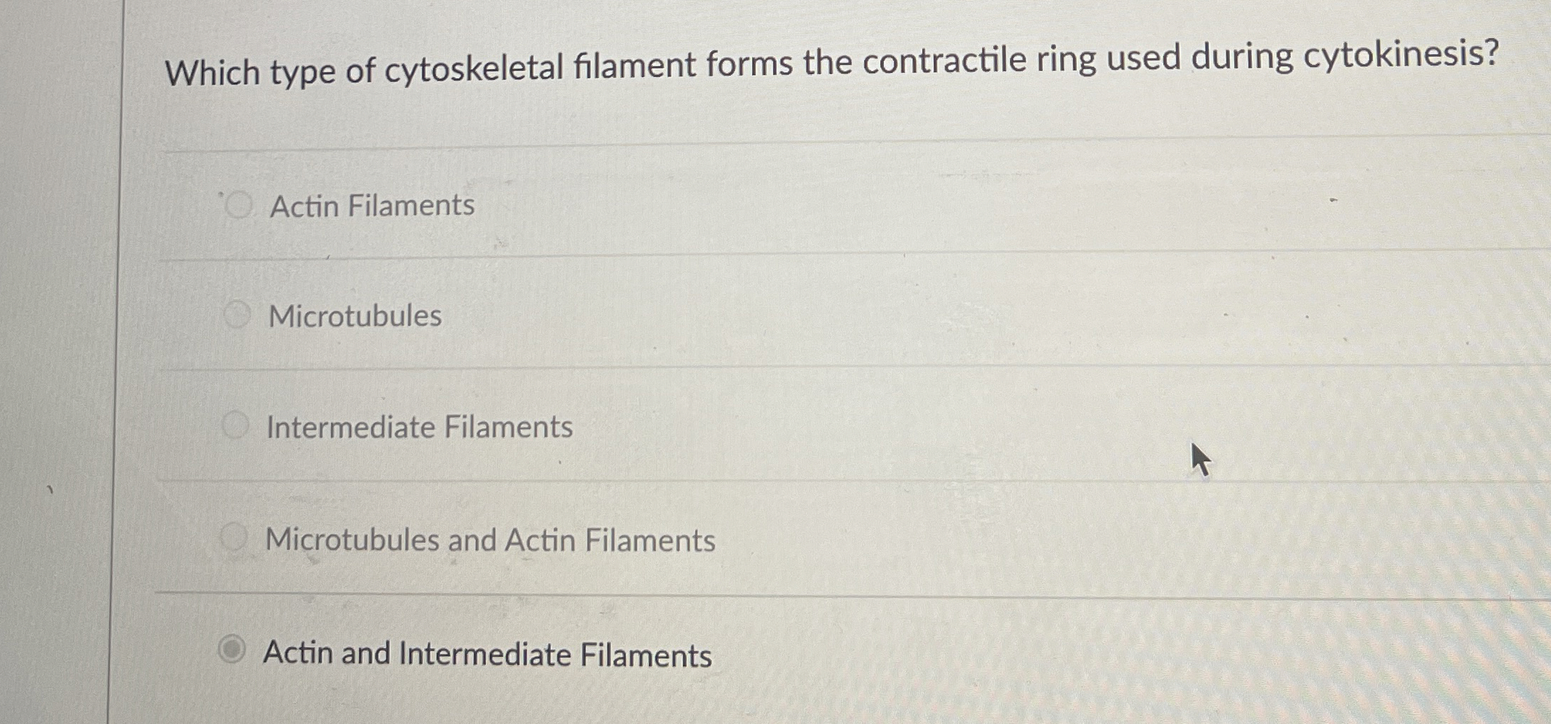 Solved Which type of cytoskeletal filament forms the | Chegg.com