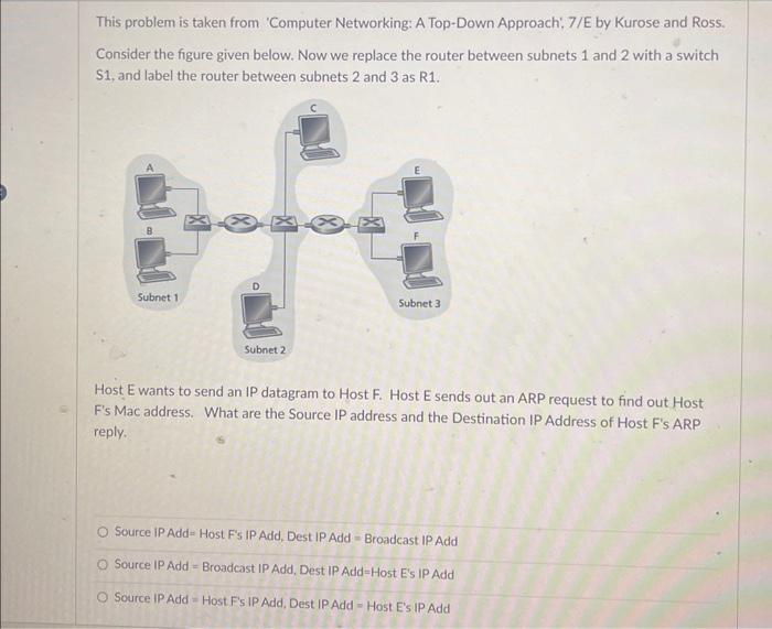 Solved This problem is taken from 'Computer Networking: A | Chegg.com