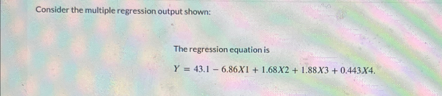 Solved Consider the multiple regression output shown:The | Chegg.com