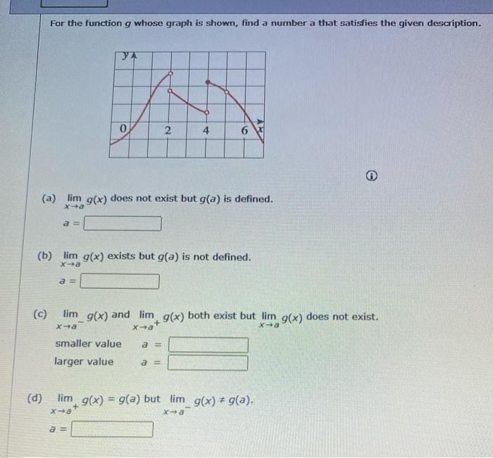 Solved For the function g whose graph is shown, find a | Chegg.com