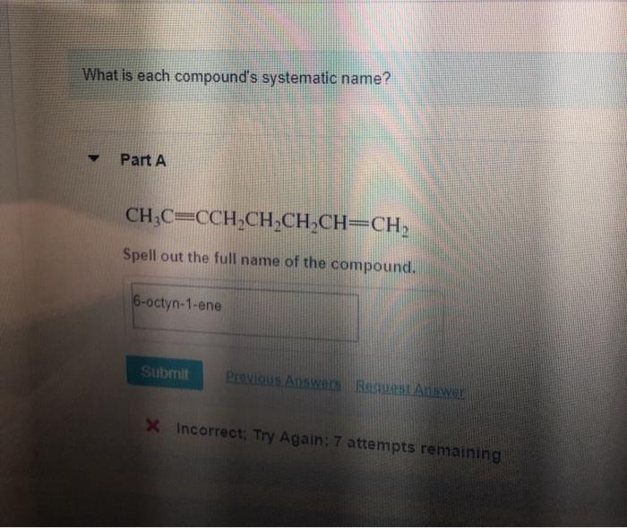 Solved What is each compound's systematic name? Part A | Chegg.com