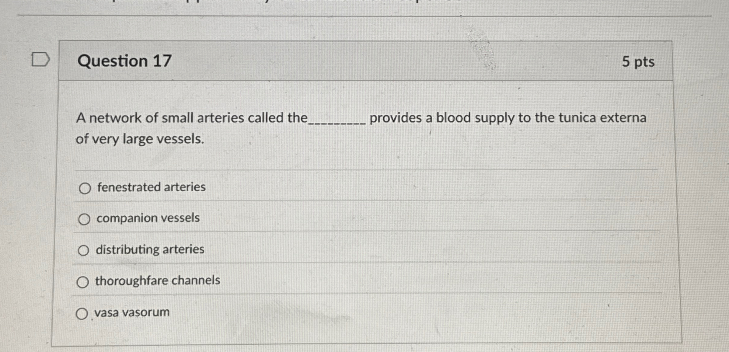 Solved Question 17A network of small arteries called | Chegg.com