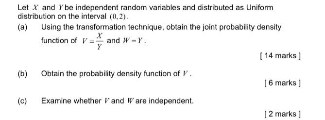 Solved Let X and Y be independent random variables and | Chegg.com