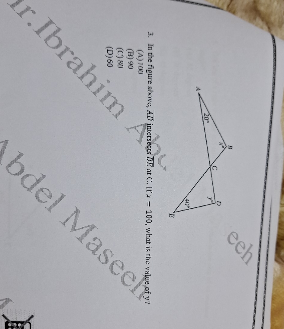 Solved In the figure above, ?bar (AD) ﻿intersects ?bar (BE) | Chegg.com