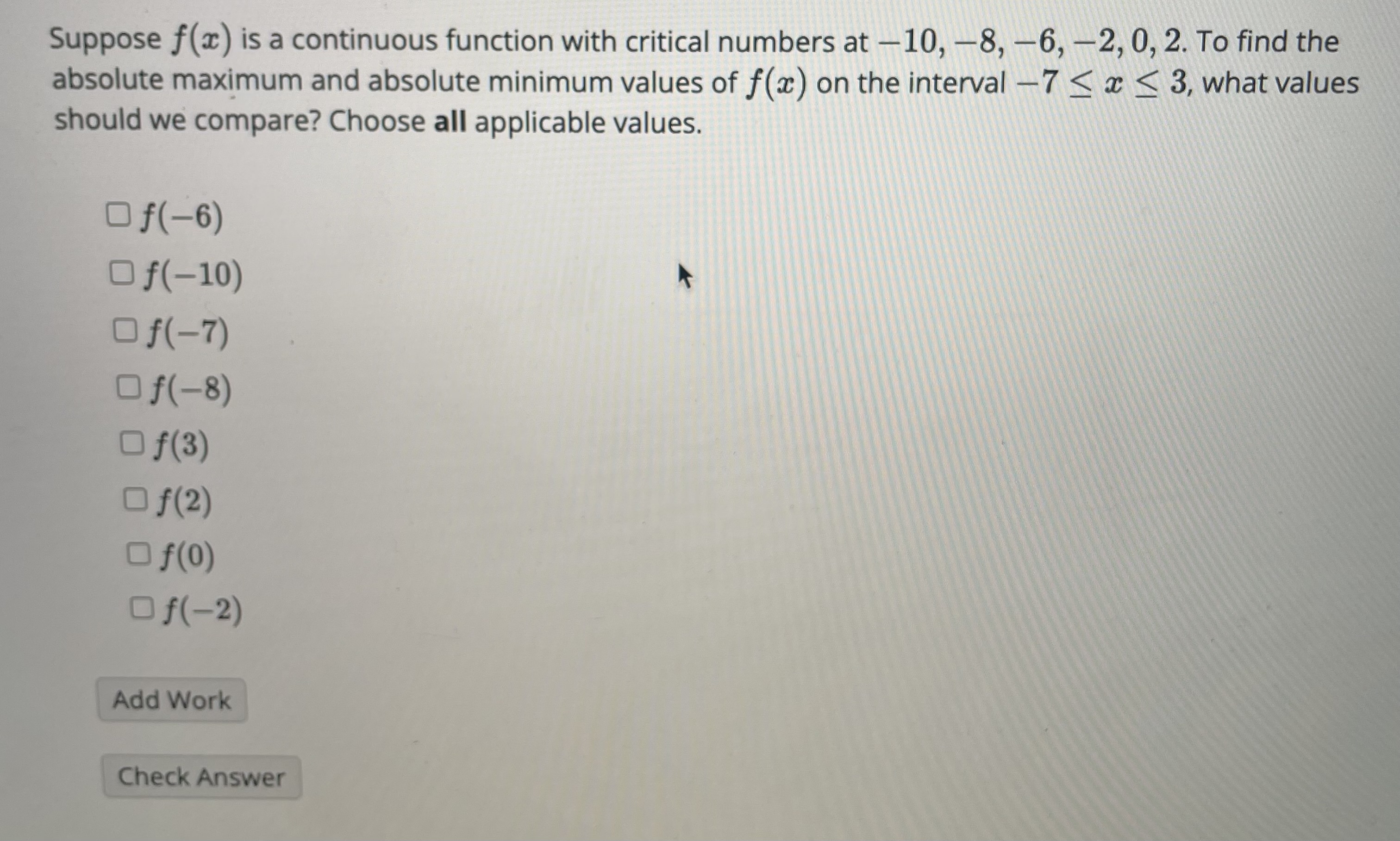 Solved Suppose f(x) ﻿is a continuous function with critical | Chegg.com