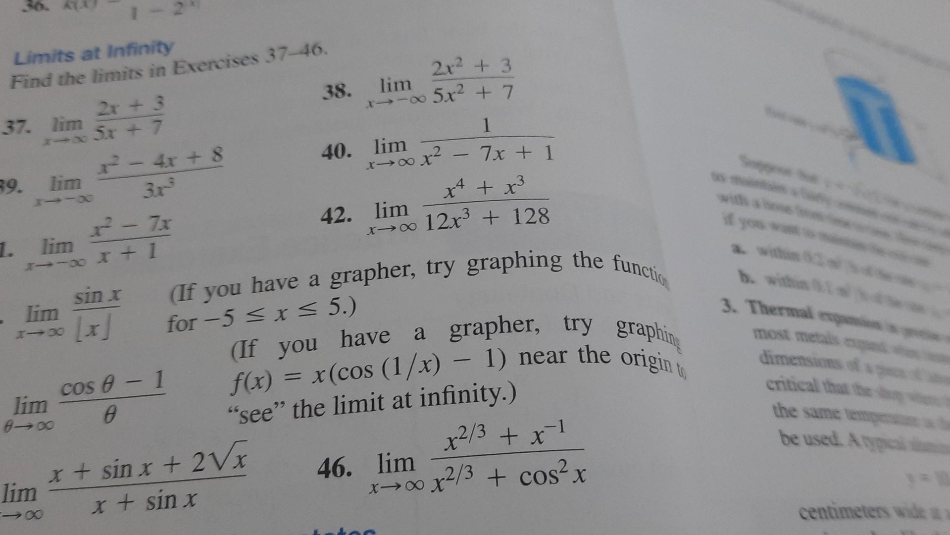 Solved Limits at Infinity Find the limits in Exercises | Chegg.com