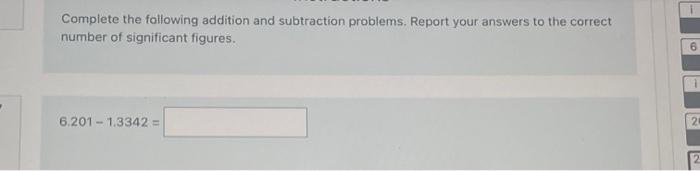 Solved Complete the following addition and subtraction | Chegg.com