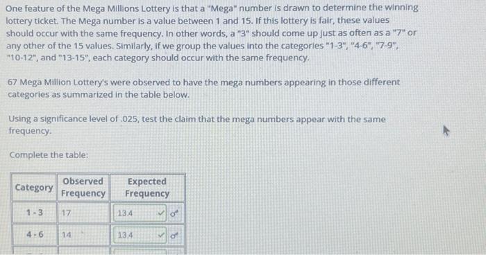 Solved One feature of the Mega Millions Lottery is that a | Chegg.com