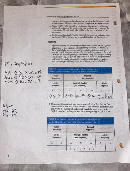 Solved Population Genetics The Hard Weinberg Principle | Chegg.com