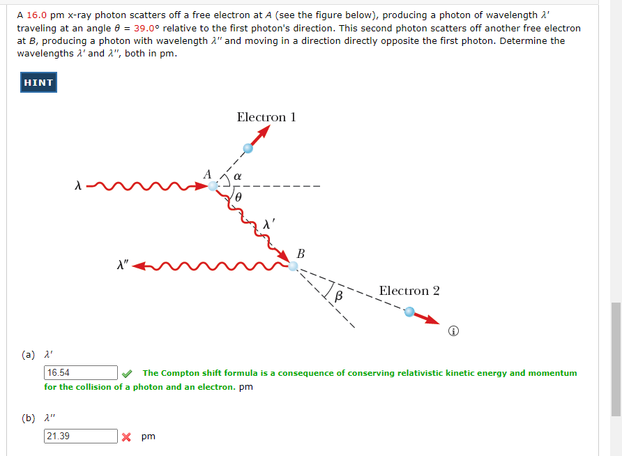 Solved A 16.0pmx-ray photon scatters off a free electron at | Chegg.com