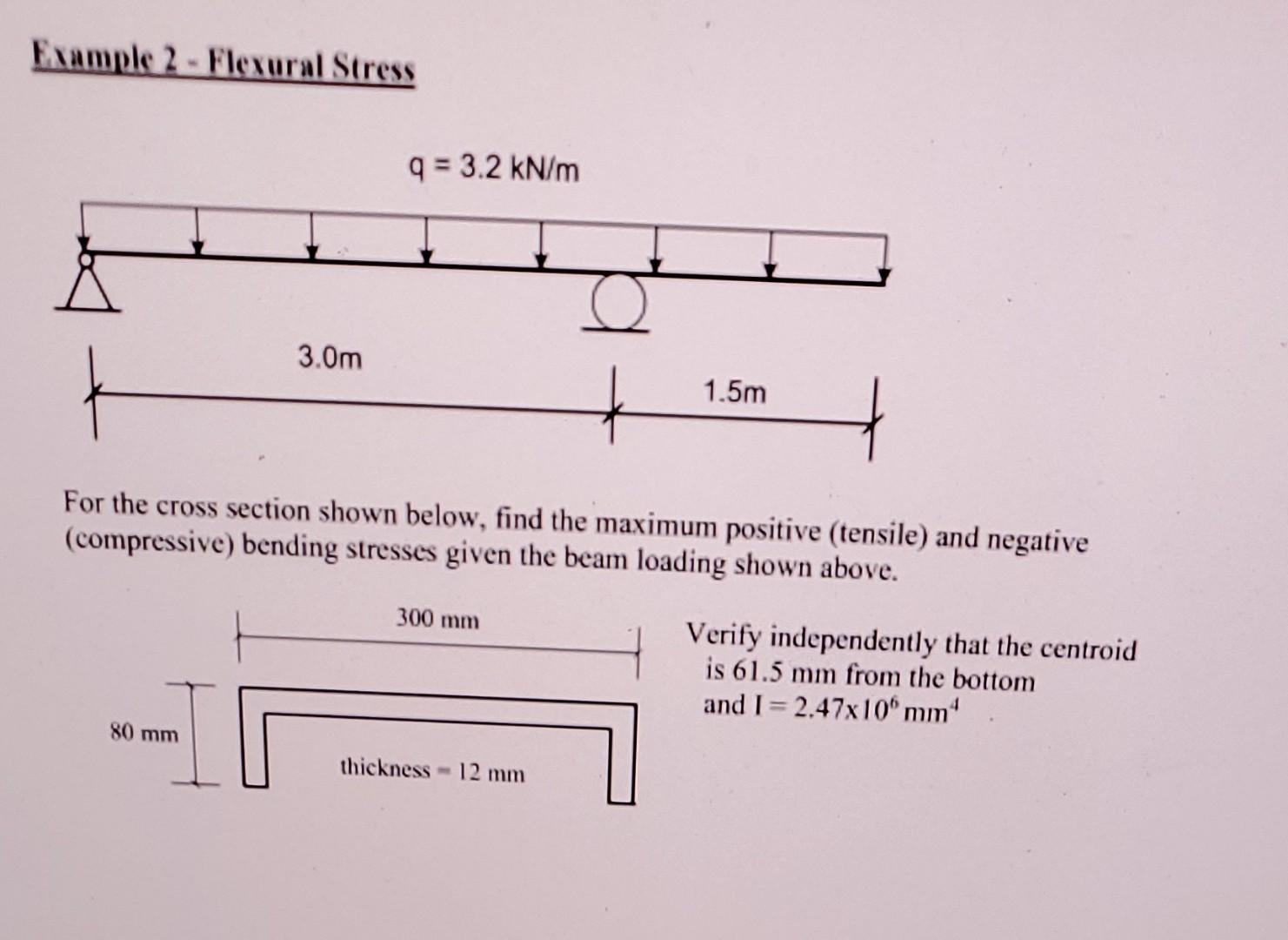 Solved Example 2 - Flexural Stress For the cross section | Chegg.com