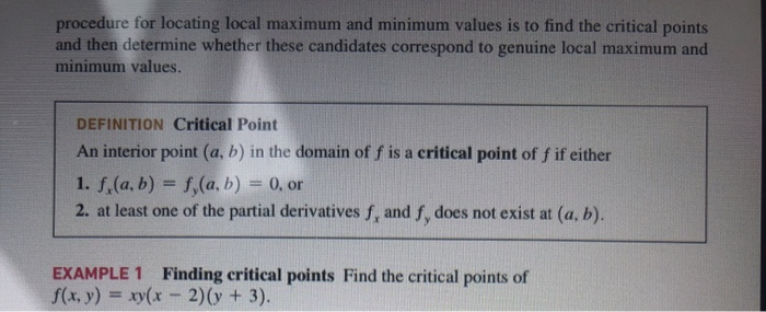 Solved procedure for locating local maximum and minimum | Chegg.com