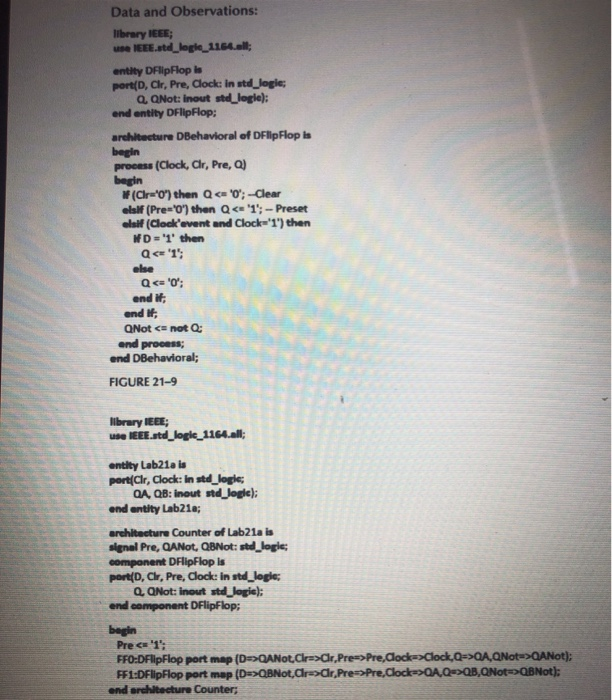 Solved Vhdl Program Overview In Experiment 15 A Small Vhdl 5049