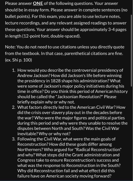 bullet points). For this exam, you are able to use | Chegg.com