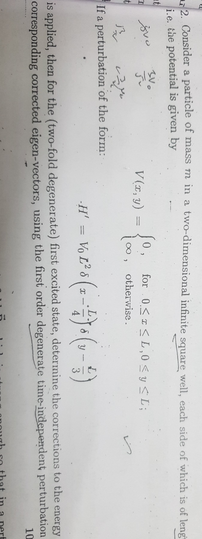 Solved Consider a particle of mass m ﻿in a two-dimensional | Chegg.com