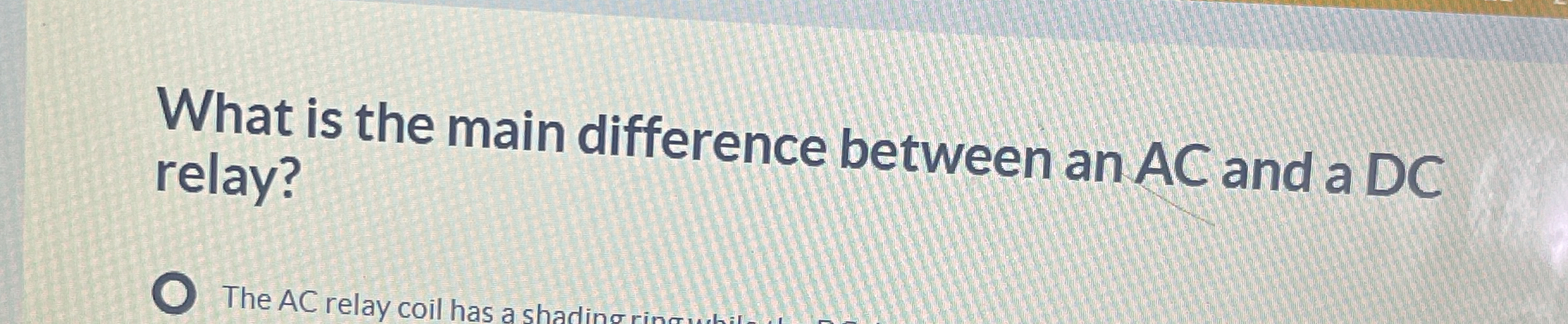 Solved What is the main difference between an AC and a DC | Chegg.com