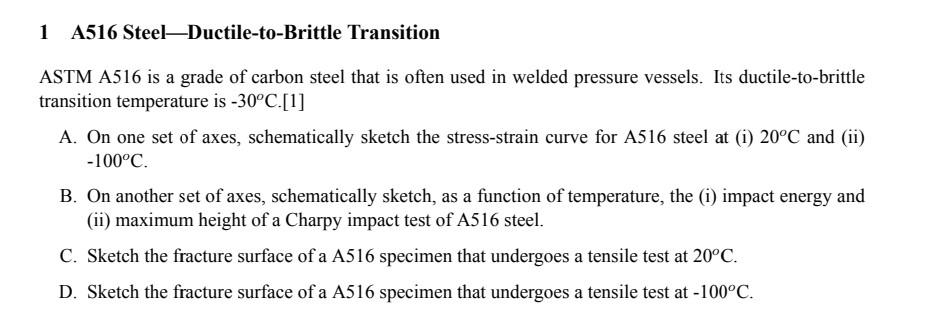 1 A516 Steel-Ductile-to-Brittle Transition ASTM A516 | Chegg.com