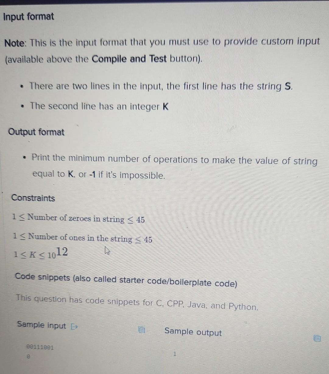 Solved Good string? Given a binary string (consisting of O's | Chegg.com