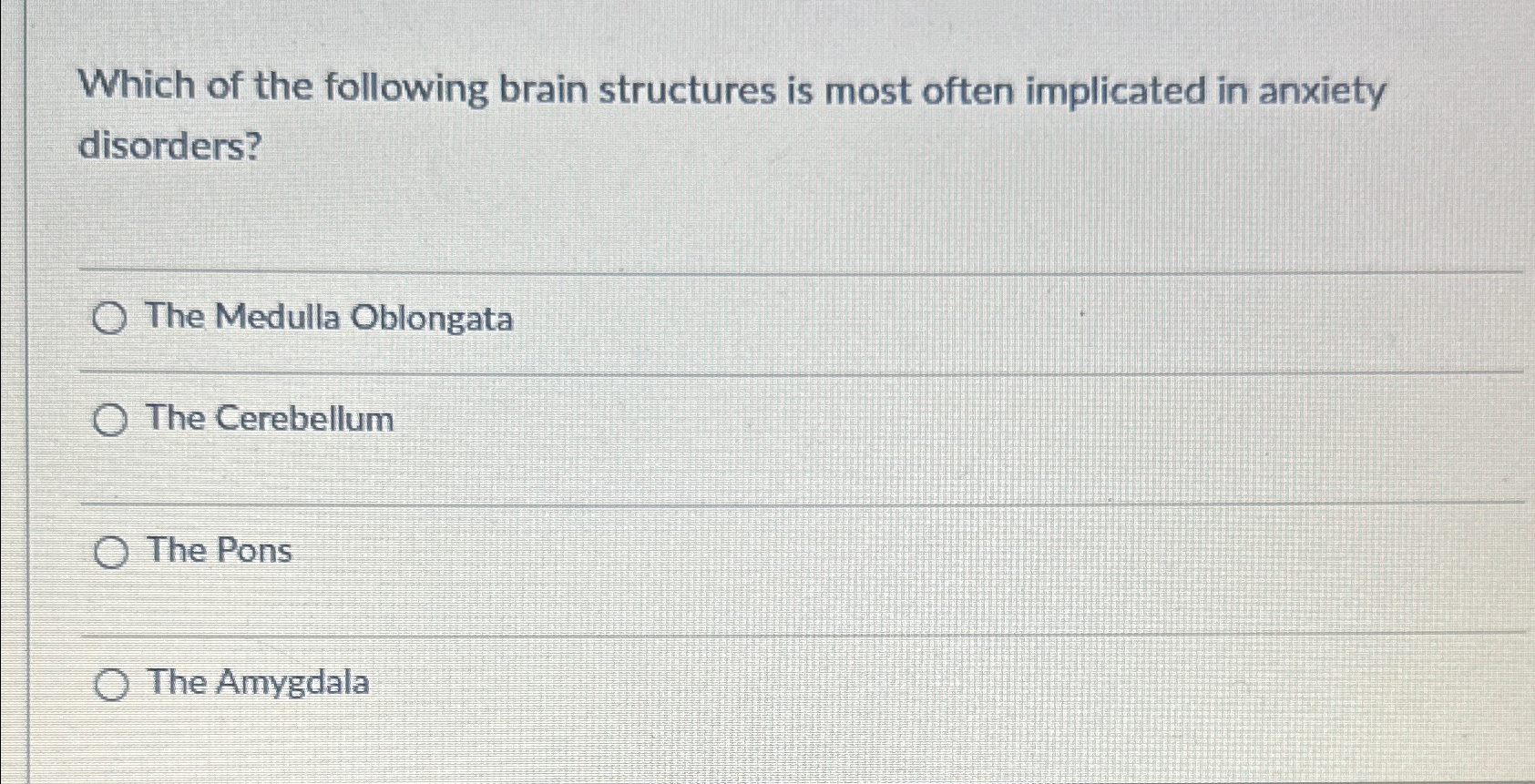 Solved Which of the following brain structures is most often | Chegg.com