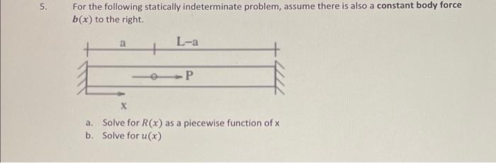 Solved 5. For the following statically indeterminate | Chegg.com