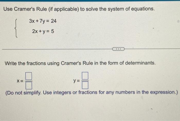Solved Use Cramer's Rule (if applicable) to solve the system | Chegg.com