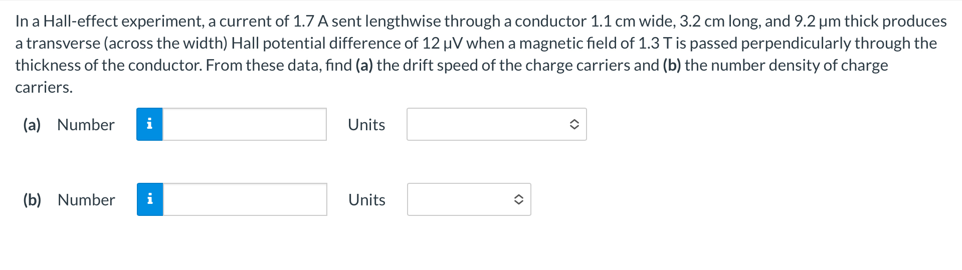 Solved In a Hall-effect experiment, a current of 1.7 ﻿A sent | Chegg.com