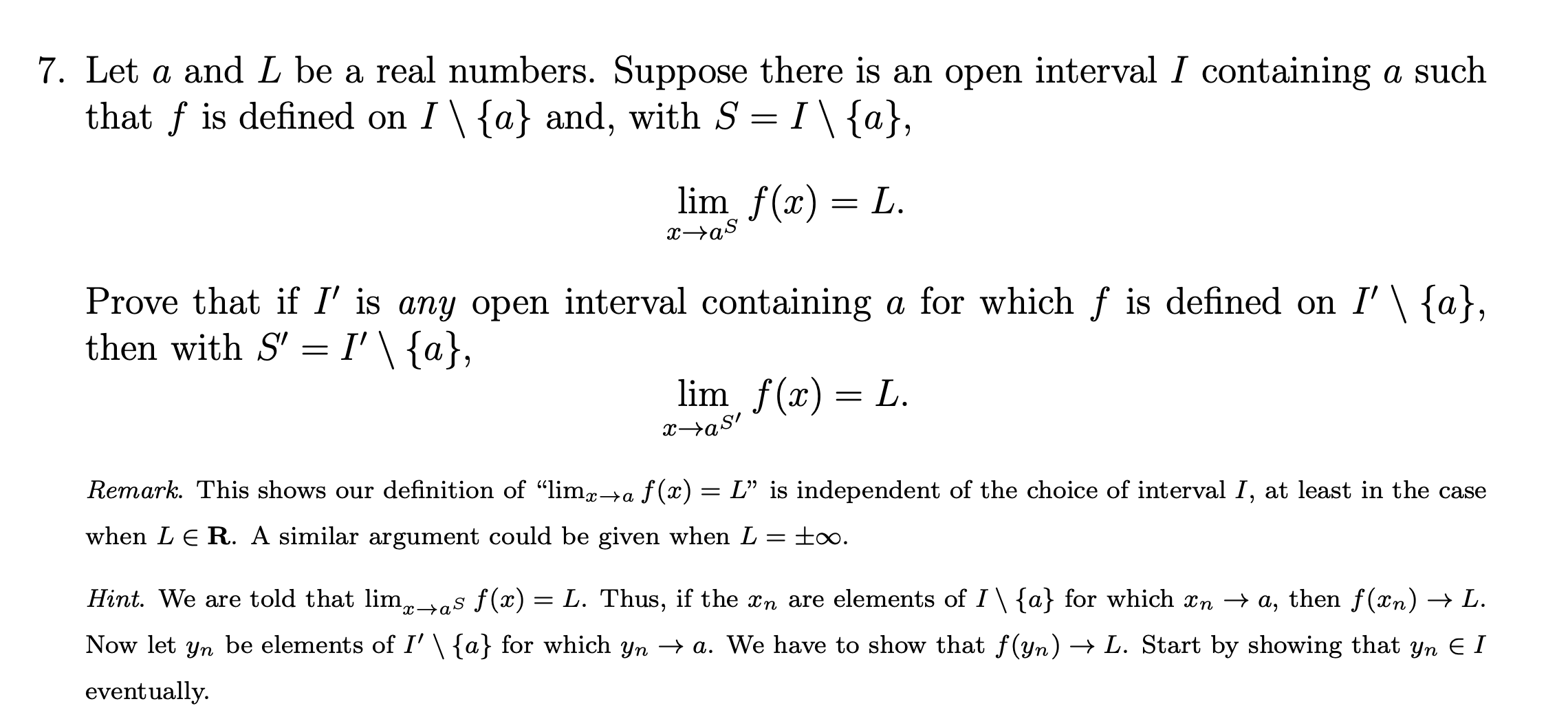 Solved limx→aS'f(x)=L.Remark. This shows our definition of | Chegg.com