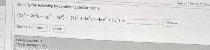 Solved Simplify the following by combining similar terms. | Chegg.com