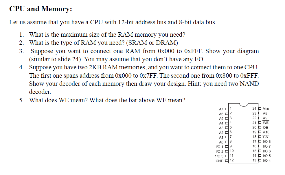 Solved CPU and Memory:Let us assume that you have a CPU with | Chegg.com