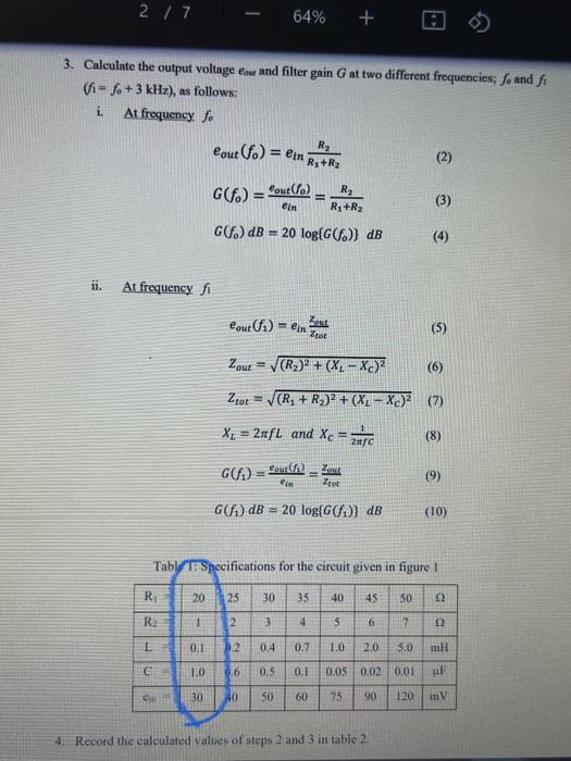 15. Calculate the output voltage eow and filter gain | Chegg.com