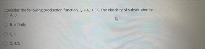 Solved Consider the following production function. Q = 4L + | Chegg.com