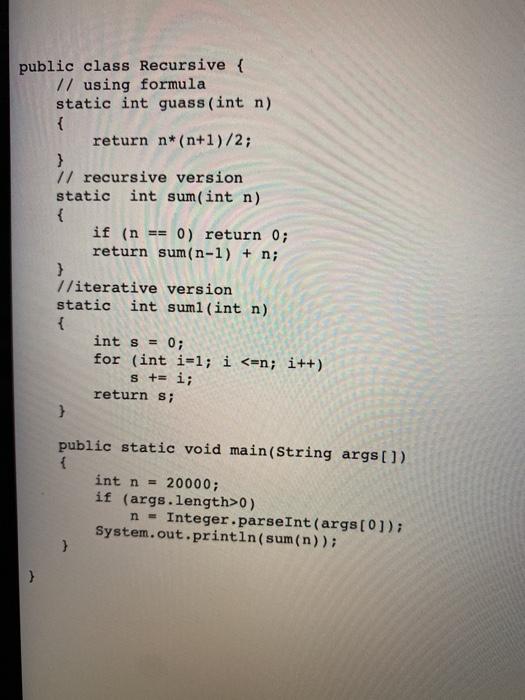 Solved (1) Download the Recursive.java from BB Qwickly | Chegg.com