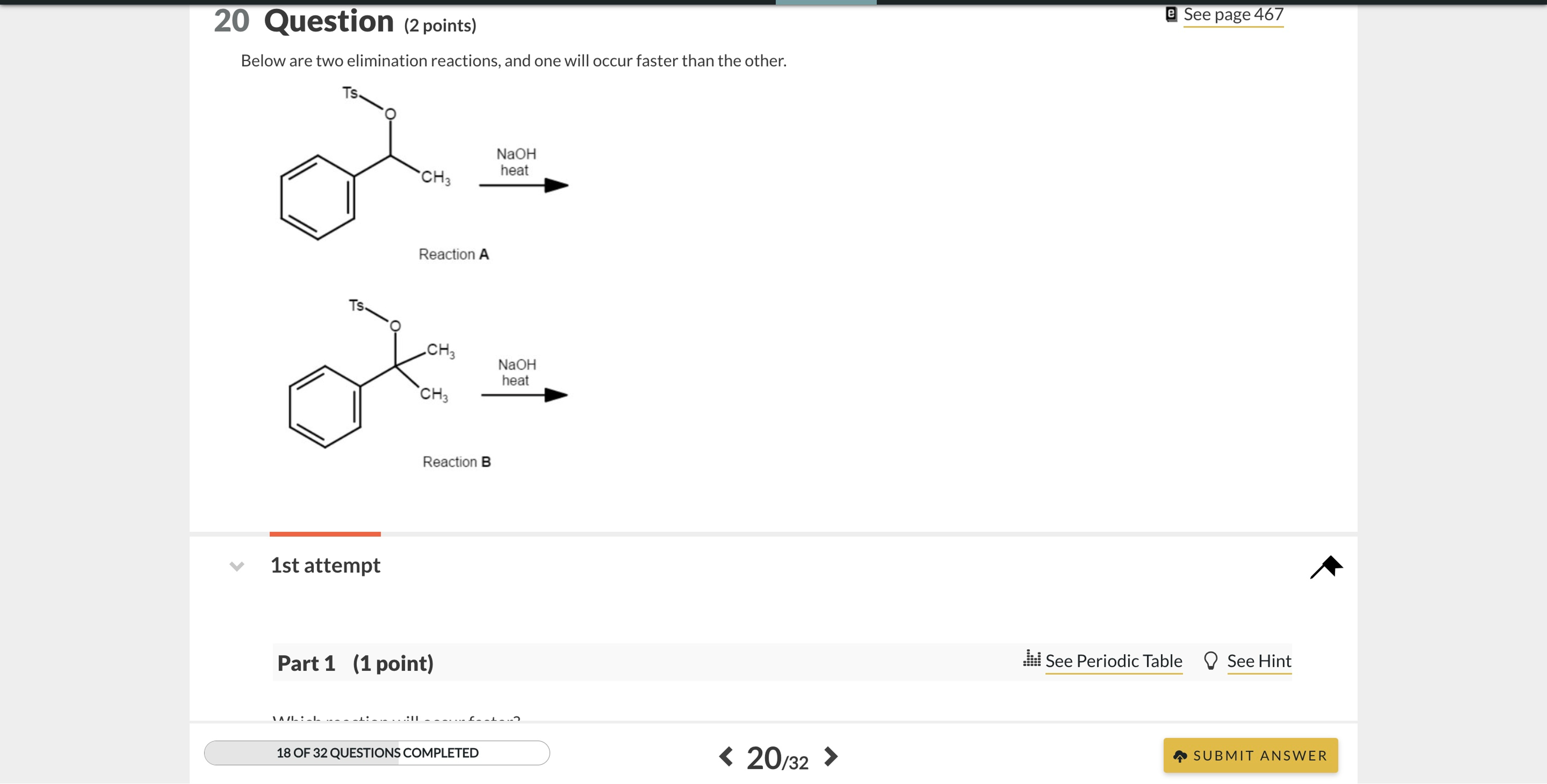 Solved Below are two elimination reactions, and one will | Chegg.com