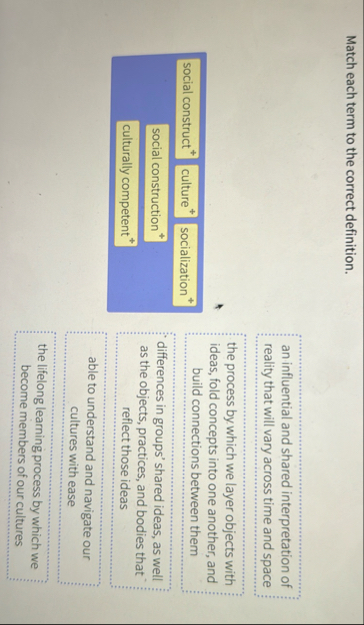 Solved Match each term to the correct definition.social | Chegg.com