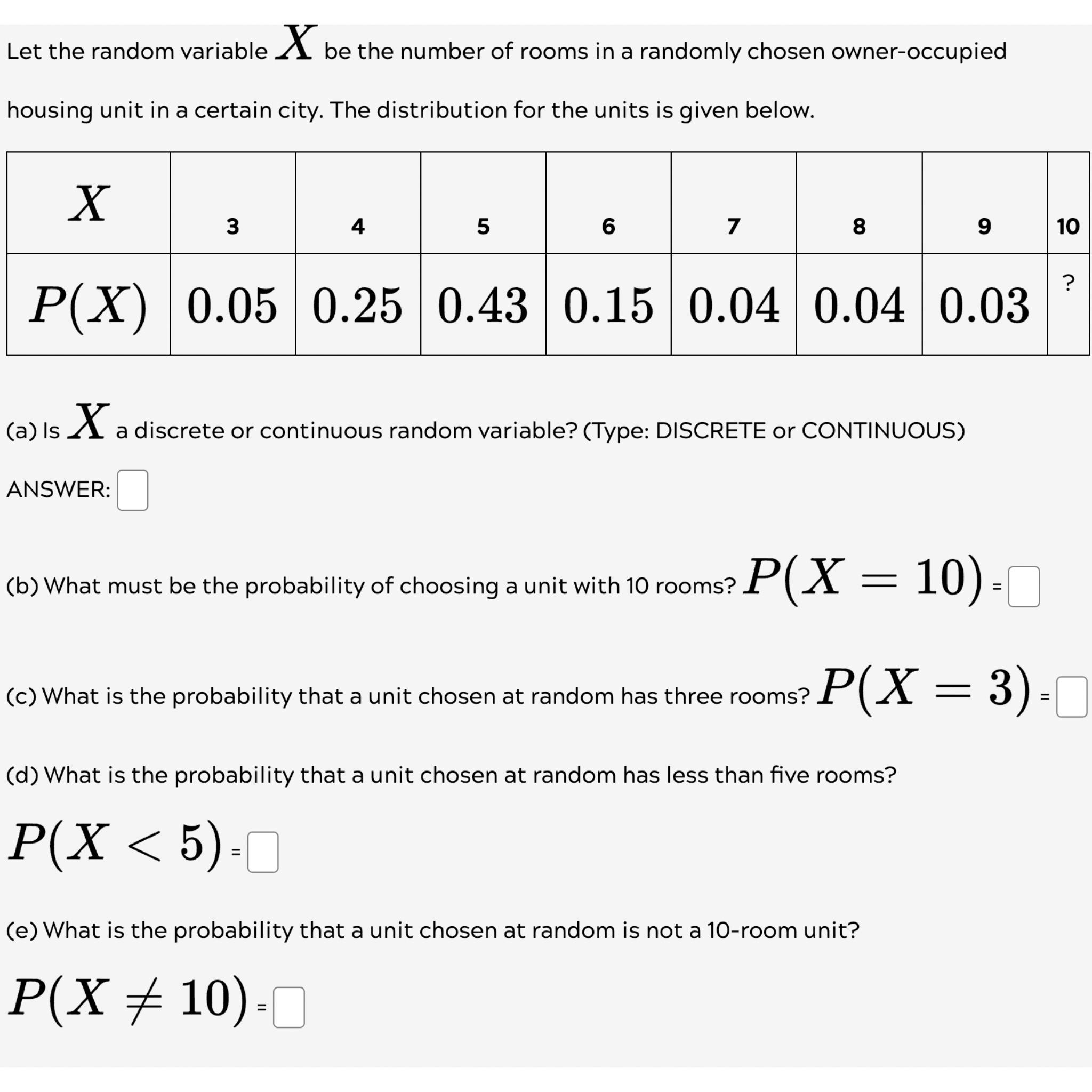 Solved Let the random variable x ﻿be the number of rooms in | Chegg.com