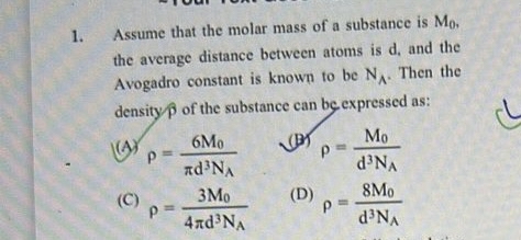 Solved Assume that the molar mass of a substance is M0. ﻿the | Chegg.com