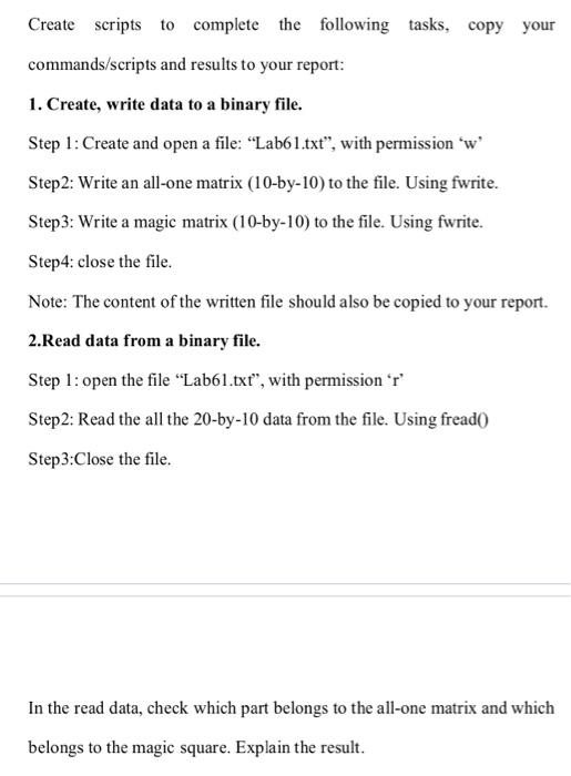 Solved Create scripts to complete the following tasks, copy | Chegg.com