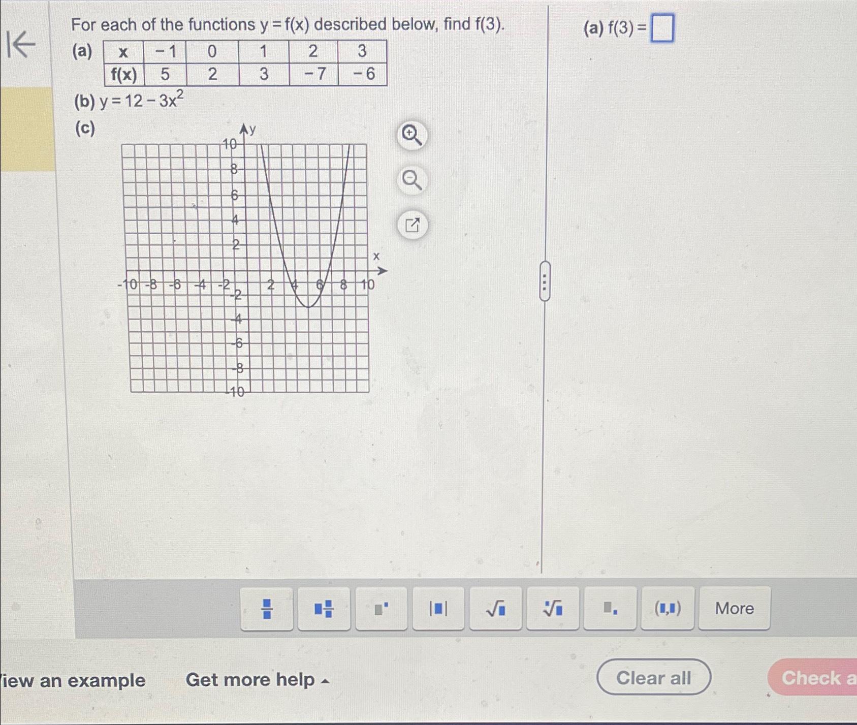 Solved For each of the functions y=f(x) ﻿described below, | Chegg.com