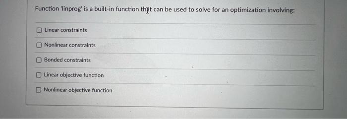 Solved Function 'linprog' is a built-in function thrit can | Chegg.com
