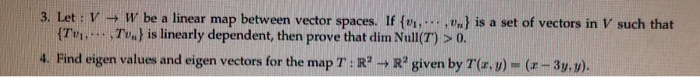 Solved 3. Let: V - W be a linear map between vector spaces. | Chegg.com
