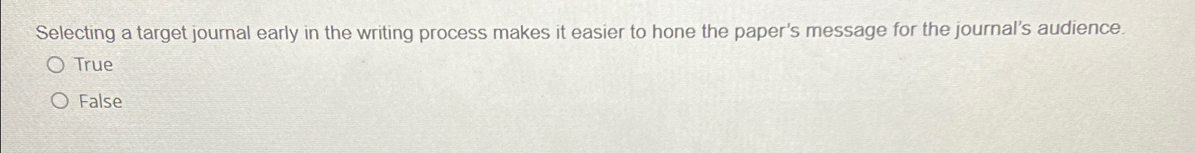 Solved Selecting a target journal early in the writing | Chegg.com