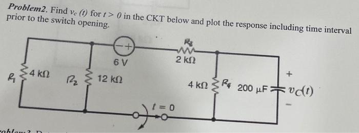 Solved Problem 2. Find vc ( t for t>0 in the CKT below and | Chegg.com
