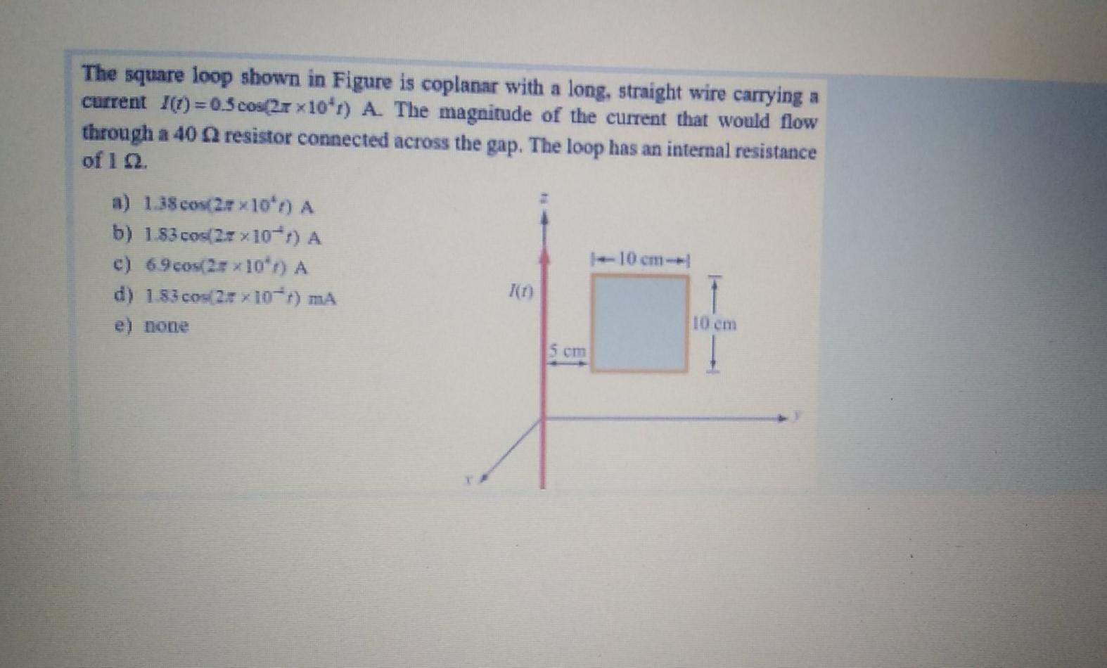 Solved The square loop shown in Figure is coplanar with a | Chegg.com