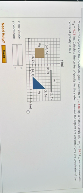 Solved Consider the objects on the coordinate grid: a rod | Chegg.com