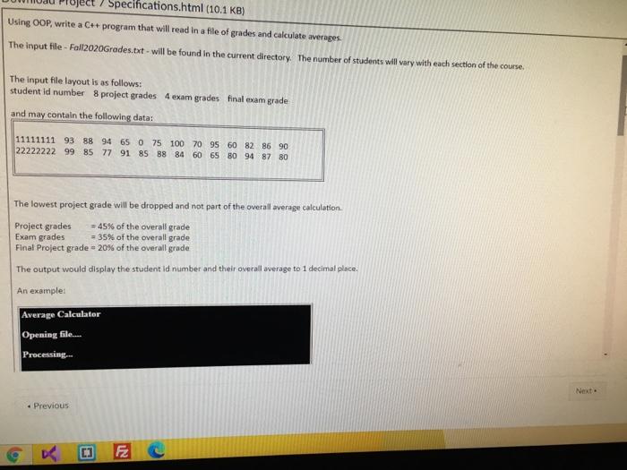 Solved 7 Specifications.html (10.1 KB) Using OOP, write a | Chegg.com
