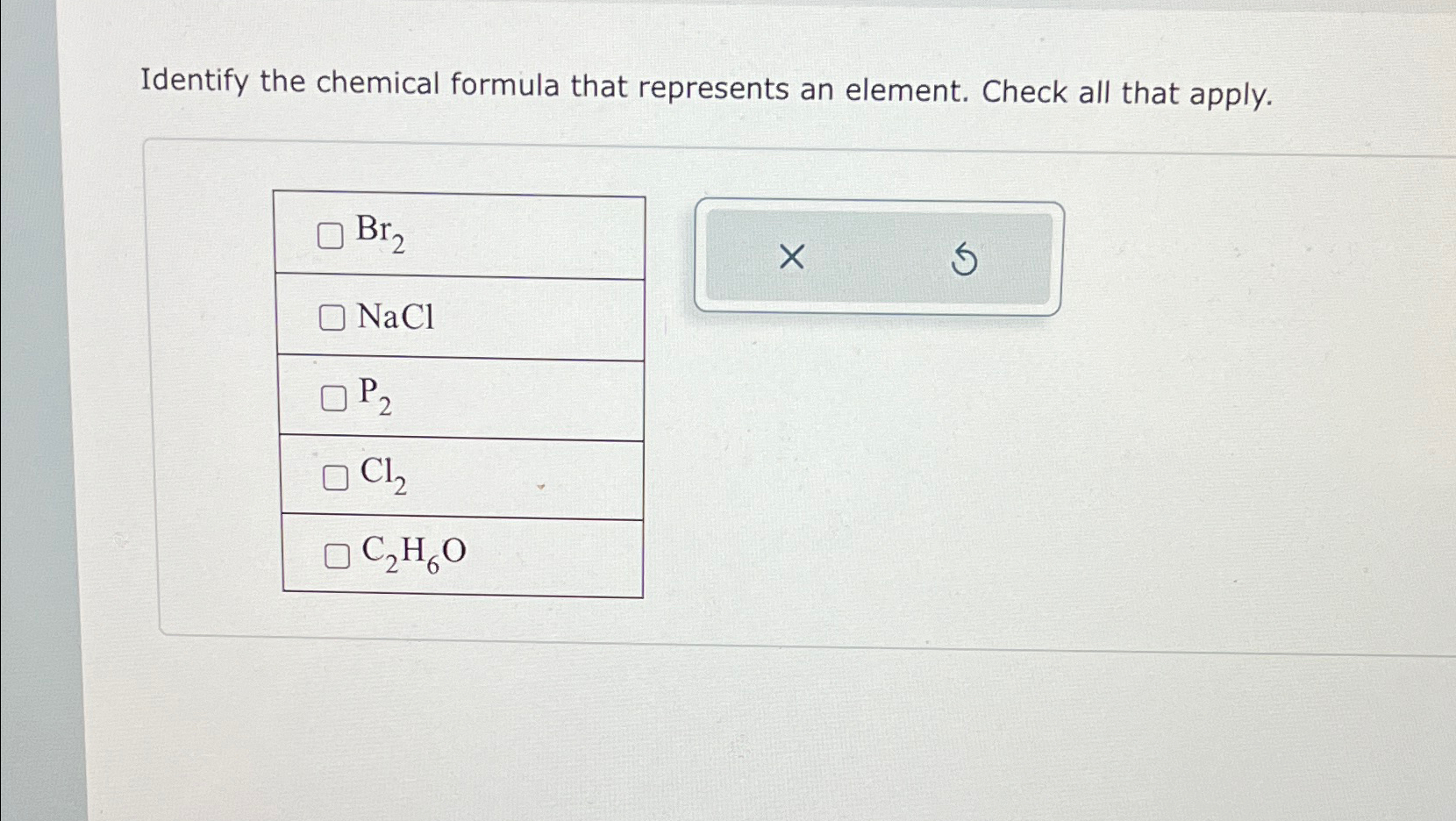 Solved Identify the chemical formula that represents an | Chegg.com