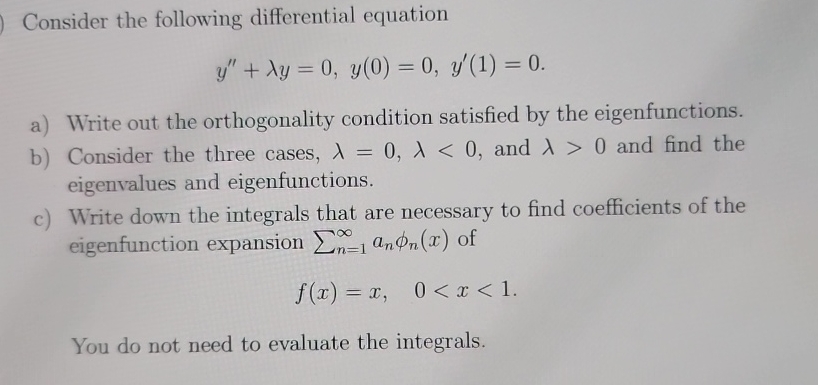 Solved Consider the following differential | Chegg.com
