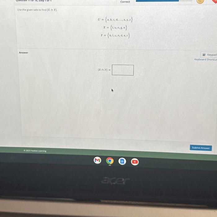 Solved 16, Step 1 Use the given sets to find IX n Y. Answer | Chegg.com